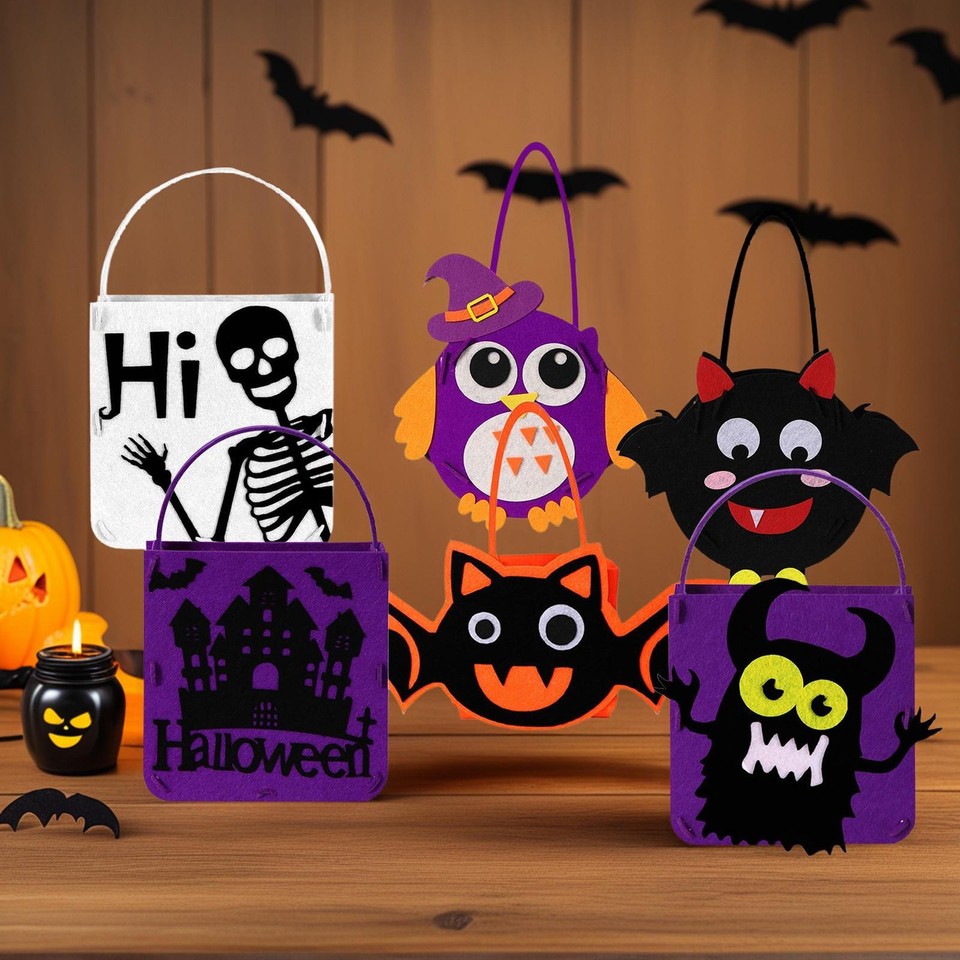 Halloween Felt Candy Tote Bags 6 Pieces Classroom Prizes Halloween ...