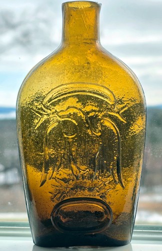 Beautiful "honey" Amber Colored Stoddard Eagle Half Pint Flask! | eBay