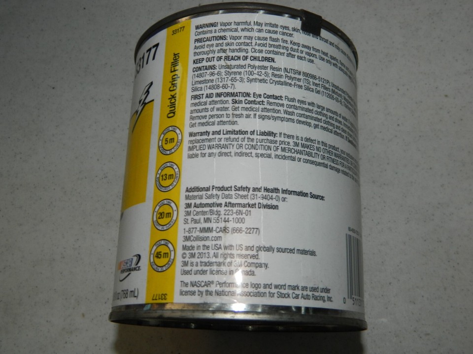 (1) 3M 33177 QUICK GRIP FILLER 26 OZ FAST ADHESION TACK FREE EASY TO ...