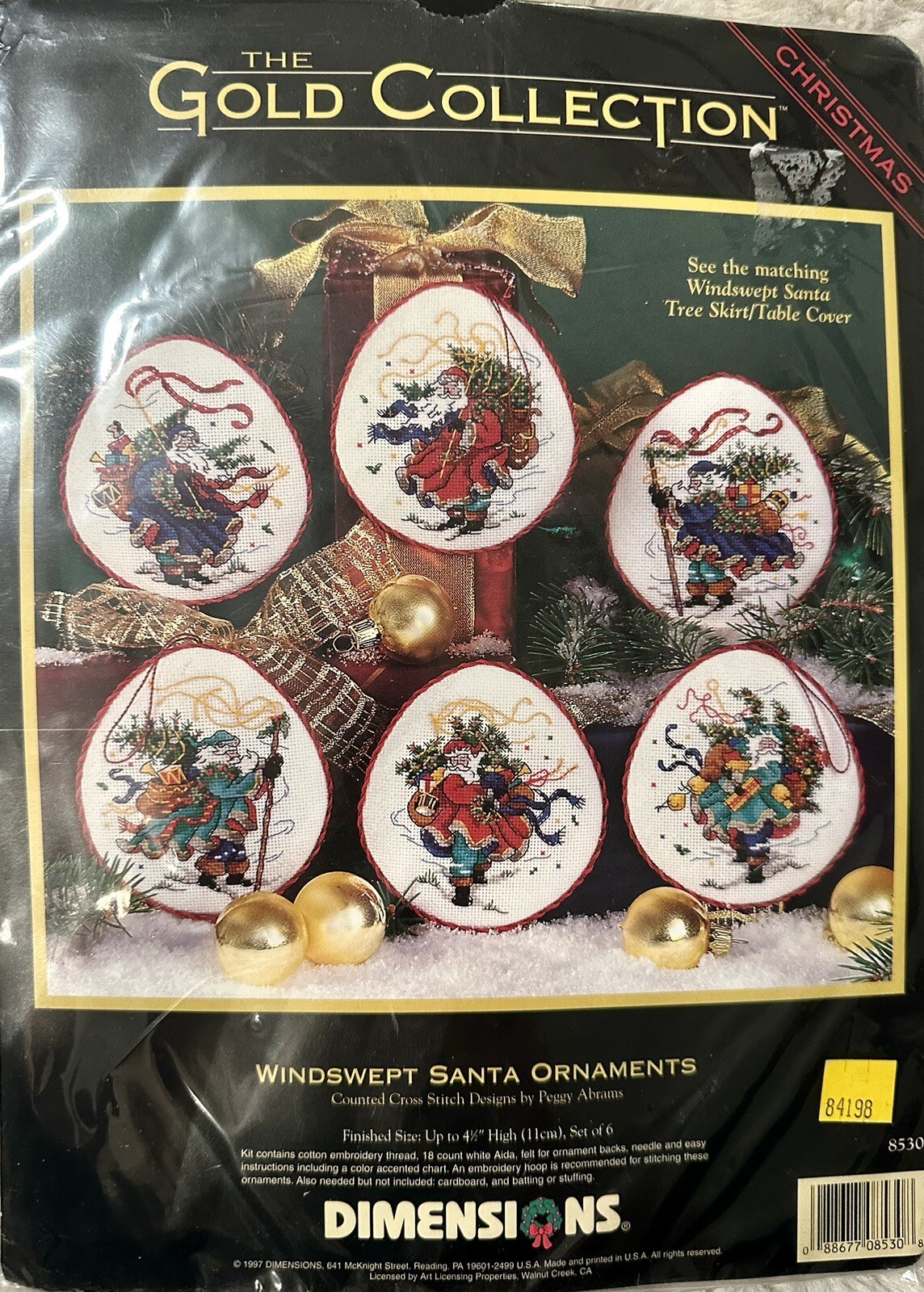 Dimensions Gold Christmas collection Windswept Santa ornaments Kit 8530 ...