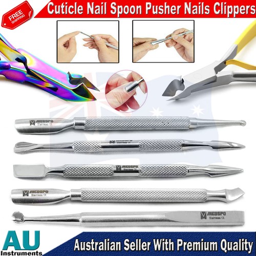 Cuticle Nail Pusher Gouge Spoons Manicure Pedicure Cuticle Nippers ...