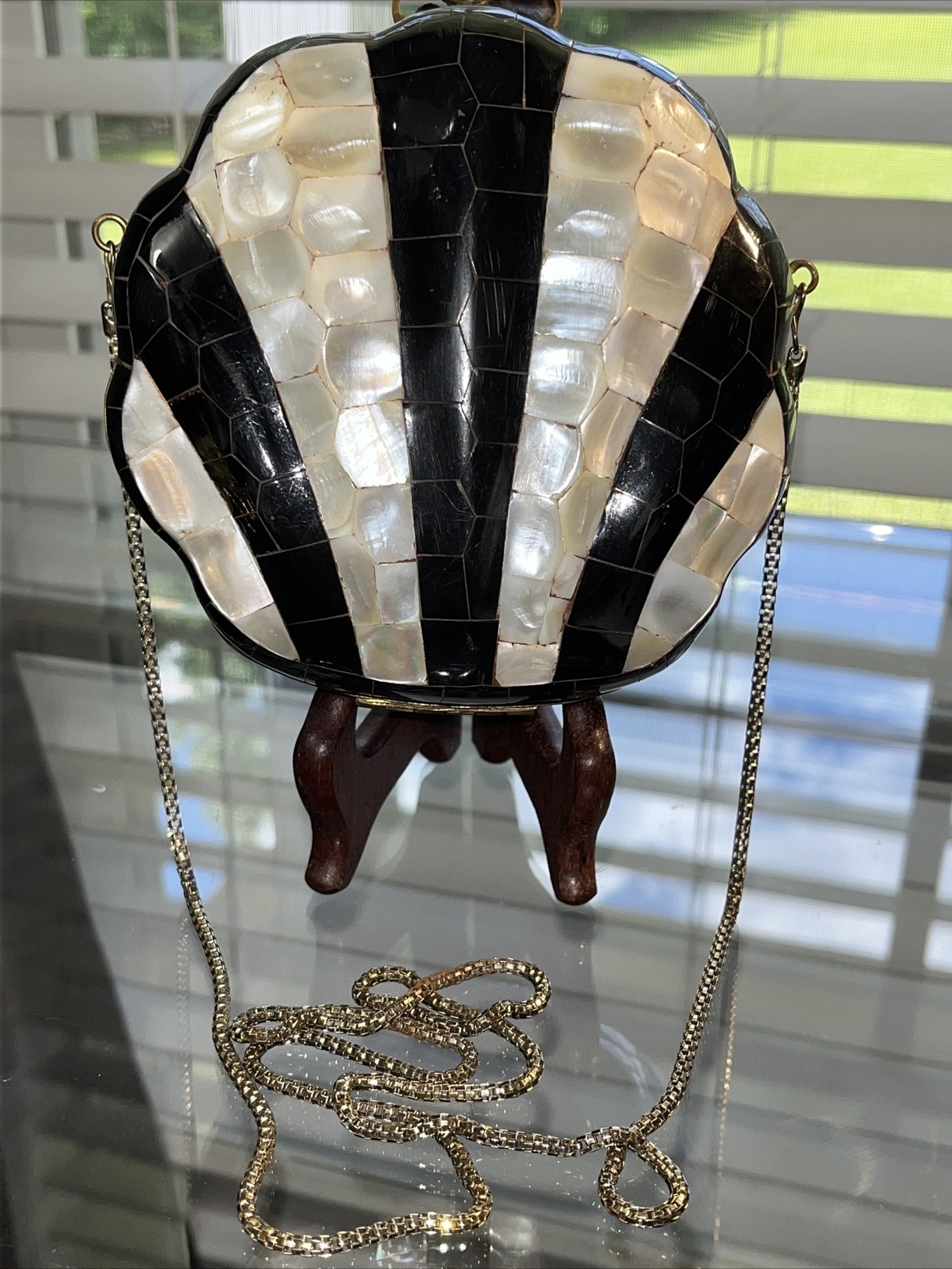 Vintage Handmade Black & White Abalone Seashell Tile … - Gem