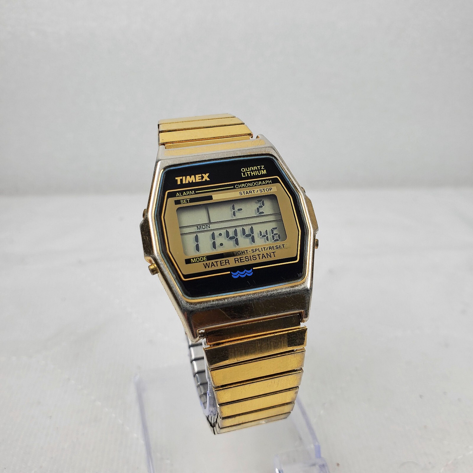RARE VINTAGE 1980's TIMEX ALARM CHRONOGRAPH GOLD TONE… - Gem
