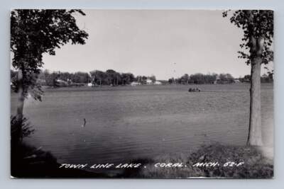 Town Line Lake CORAL Michigan RPPC Vintage Montcalm County Photo ~1950s ...
