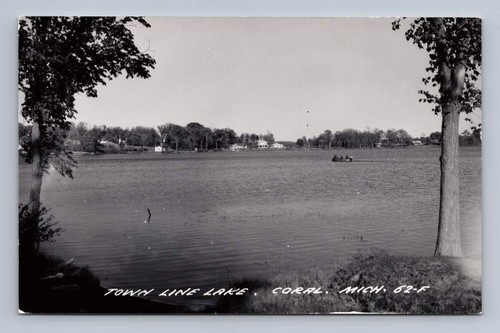 Town Line Lake CORAL Michigan RPPC Vintage Montcalm County Photo ~1950s ...