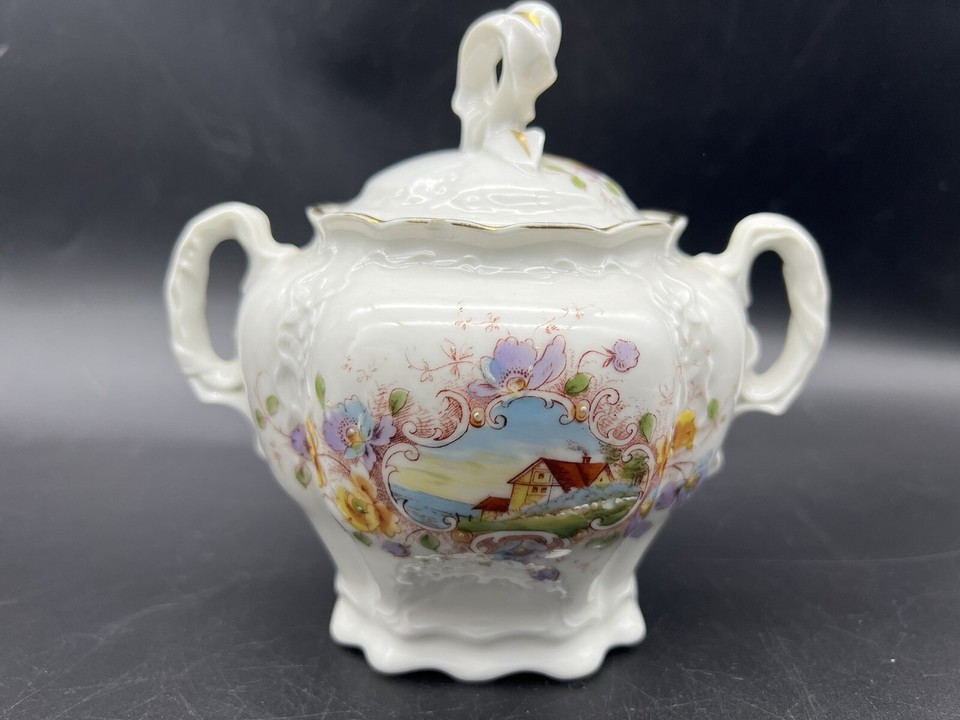 Antique German/Austrian Porcelain Chocolate Pot Set w Creamer & Sugar ...