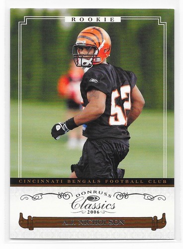 2006 Donruss Classics Rookies /1499 AJ Nicholson #187 Rookie RC Bengals ...