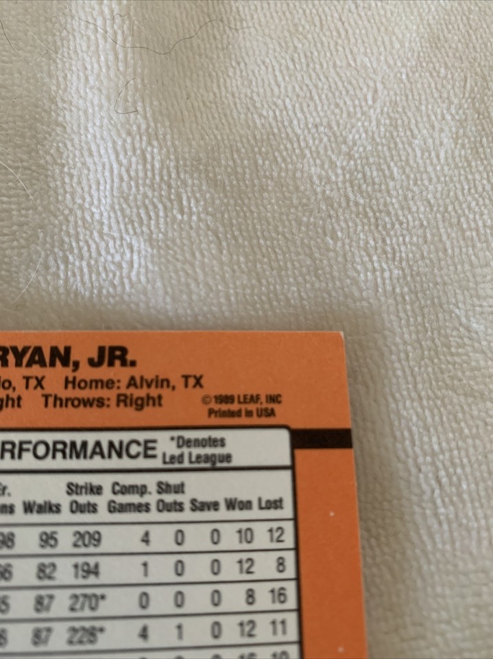 Donruss 1990 Nolan Ryan/Error Card RARE. Texas Rangers #166 Baseball ...