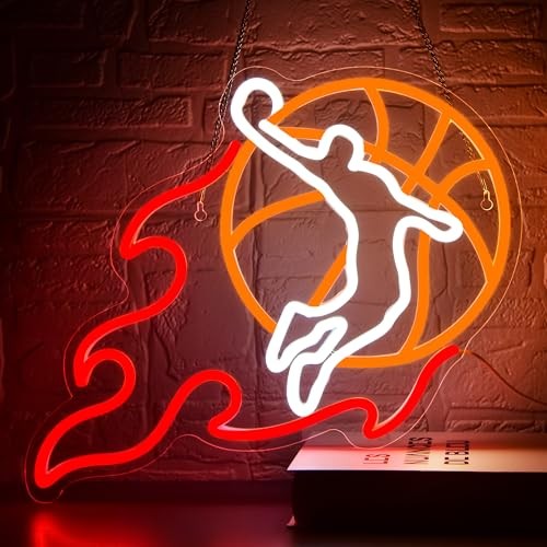 Dunk Neon Sign for Wall Decor Fire Basketball LED Light for Man Cave ...