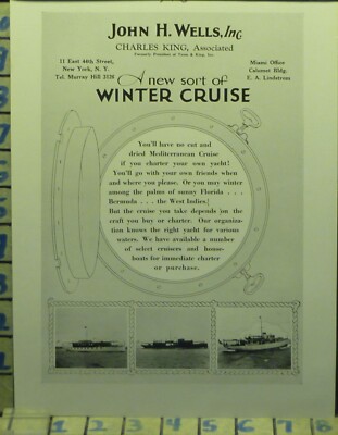 1929 WELLS BOAT CRUISE RENTAL MIAMI YACHT NAUTICAL WATERCRAFT AD BE93 ...