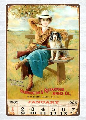 1905 cowboy action shooting CALENDAR tin sign wild game hunting firearm ...