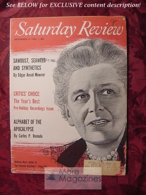 Saturday Review December 8 1956 REBECCA WEST CARLOS ROMULO EDGAR ANSEL ...