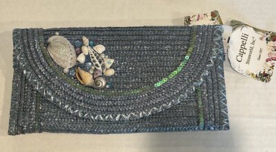 NWT CAPPELLI STRAWORLD, INC LADIES' STRAW/SEASHELLS CLUTCH PURSE beachy ...