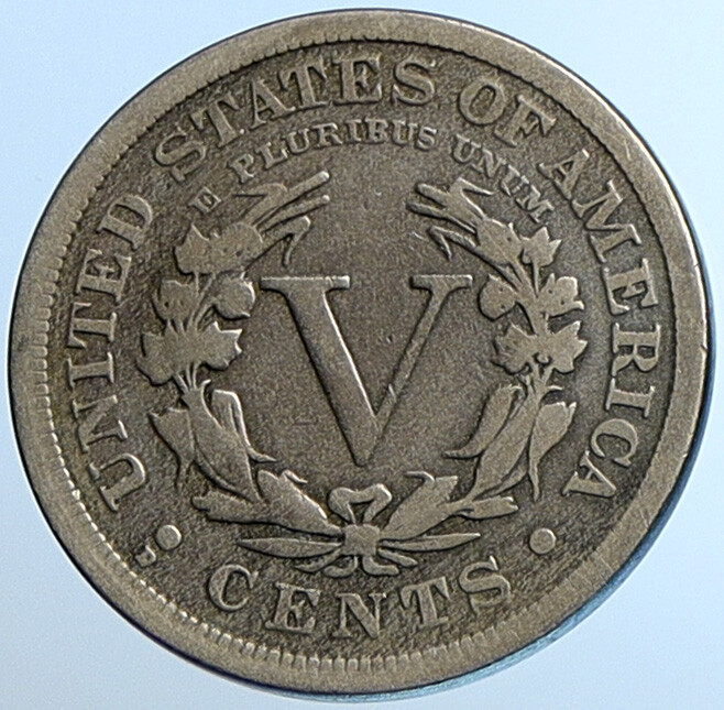 1912 UNITED STATES US LIBERTY Antique Old VINTAGE w CENTS 5 Cent Coin ...