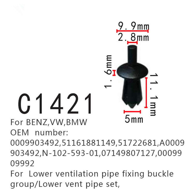100x Wheel Arch Trim Clips Push Retainer Fit BMW BENZ VW 0009903492 ...