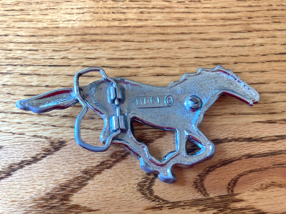 Vintage 1970s Silver Metal MBCI Mustang Horse Belt Buckle 5.5" Wide | eBay
