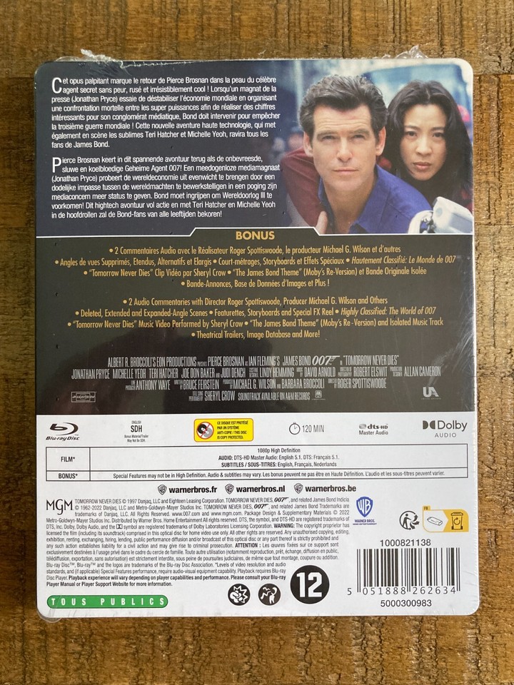 007 Tomorrow Never Dies w. Steelbook (Blu-ray, 1997, Import, Region ...