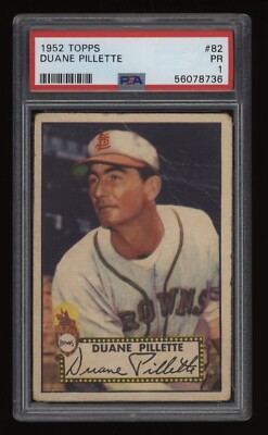 1952 Duane Pillette PSA 1 Topps Baseball #82 Invest NOW ICONIC SET (36 ...