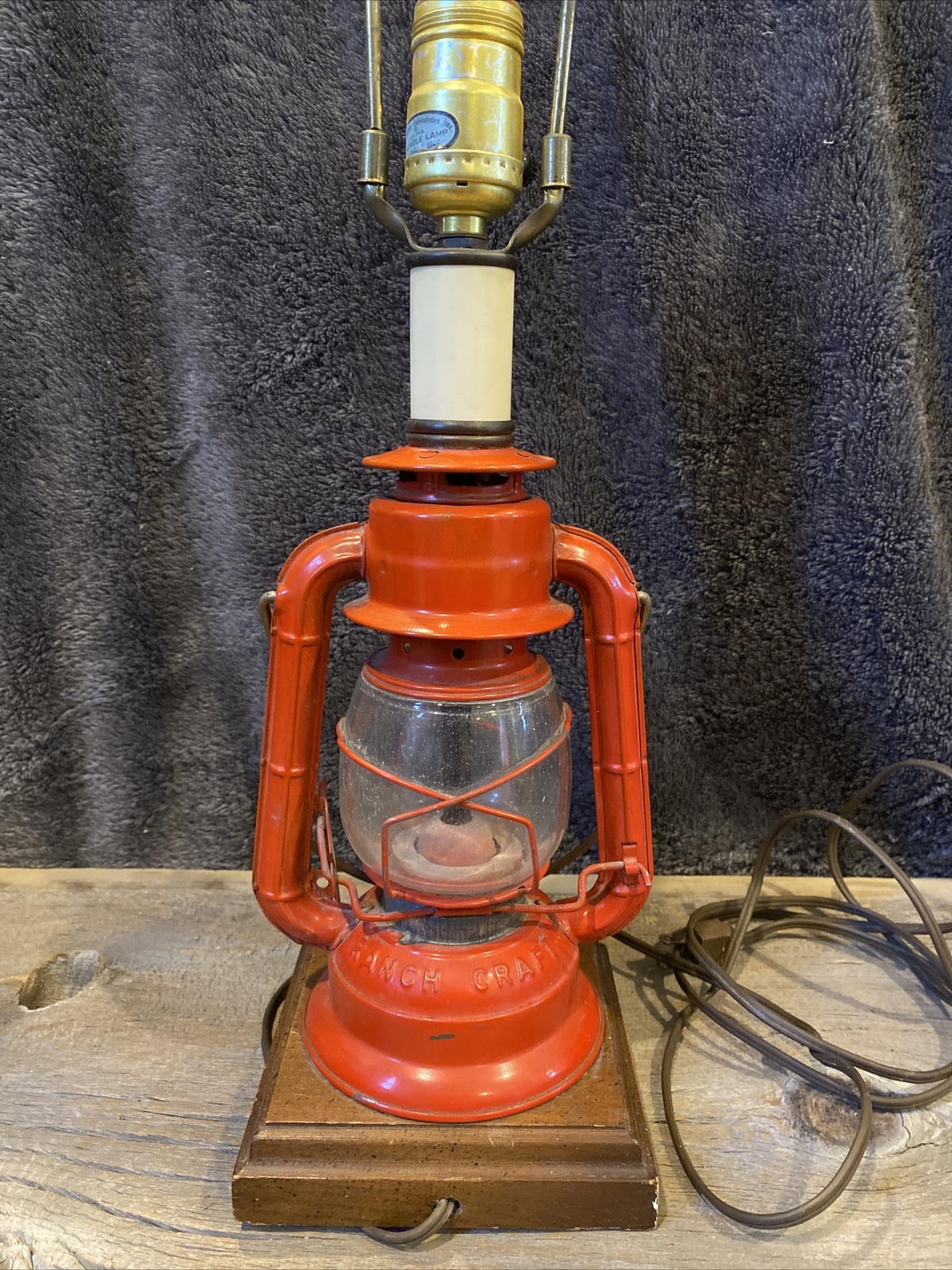 Red Dunning Ranch Craft Lantern Lamp w/ Glass Globe Vintage Restaurant ...