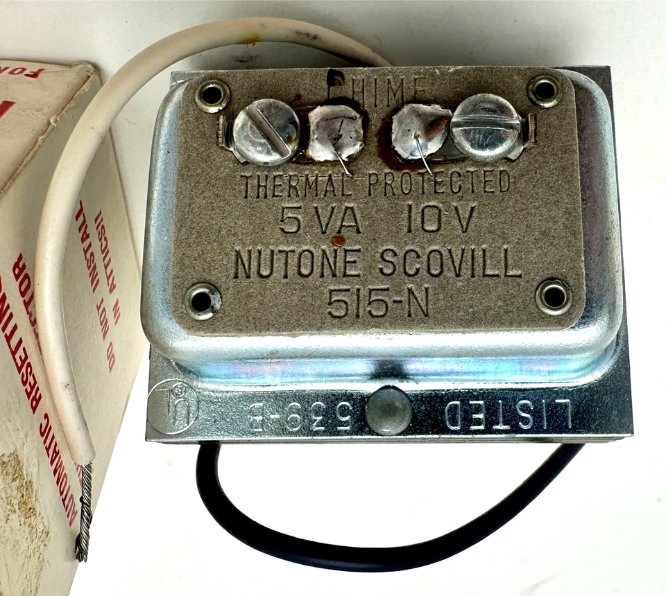Nutone Scovill 515-N Transformer 10V, 5W 5Va Thermal Protection LR5982 ...