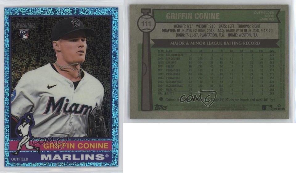 2025 Topps Heritage Chrome Light Blue Sparkle Refractor Griffin Conine ...