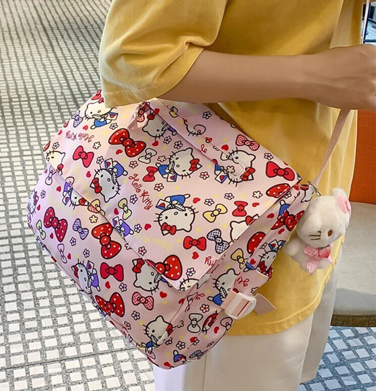 Hello Kitty Campus Messenger Bag Purple Cartoon Logo Flap JK School ...