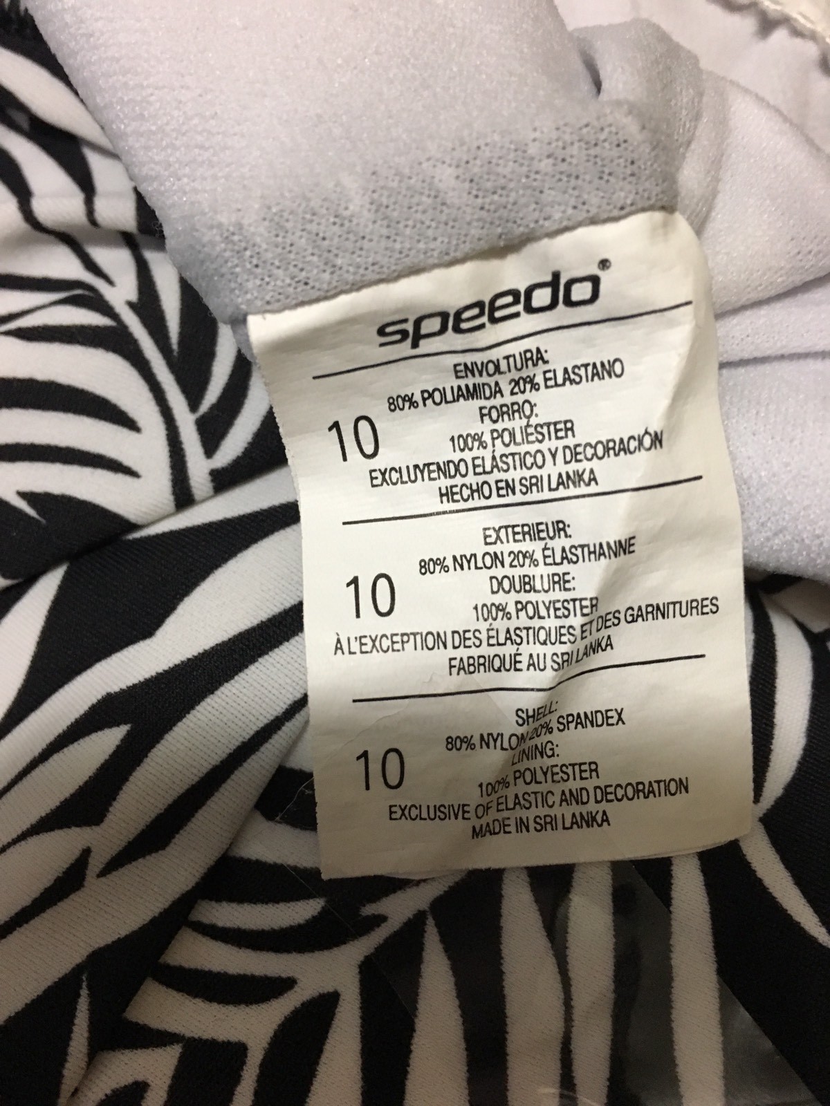 Speedo Swimsuit Size 10 One Piece Black White Built in Bra Bathing Suit ...