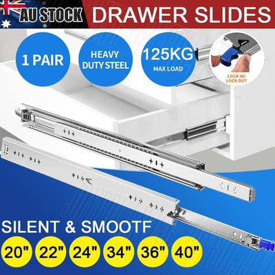 2x Locking Drawer Slides 125KG Heavy Duty Runners Trailer 500-2000mm ...