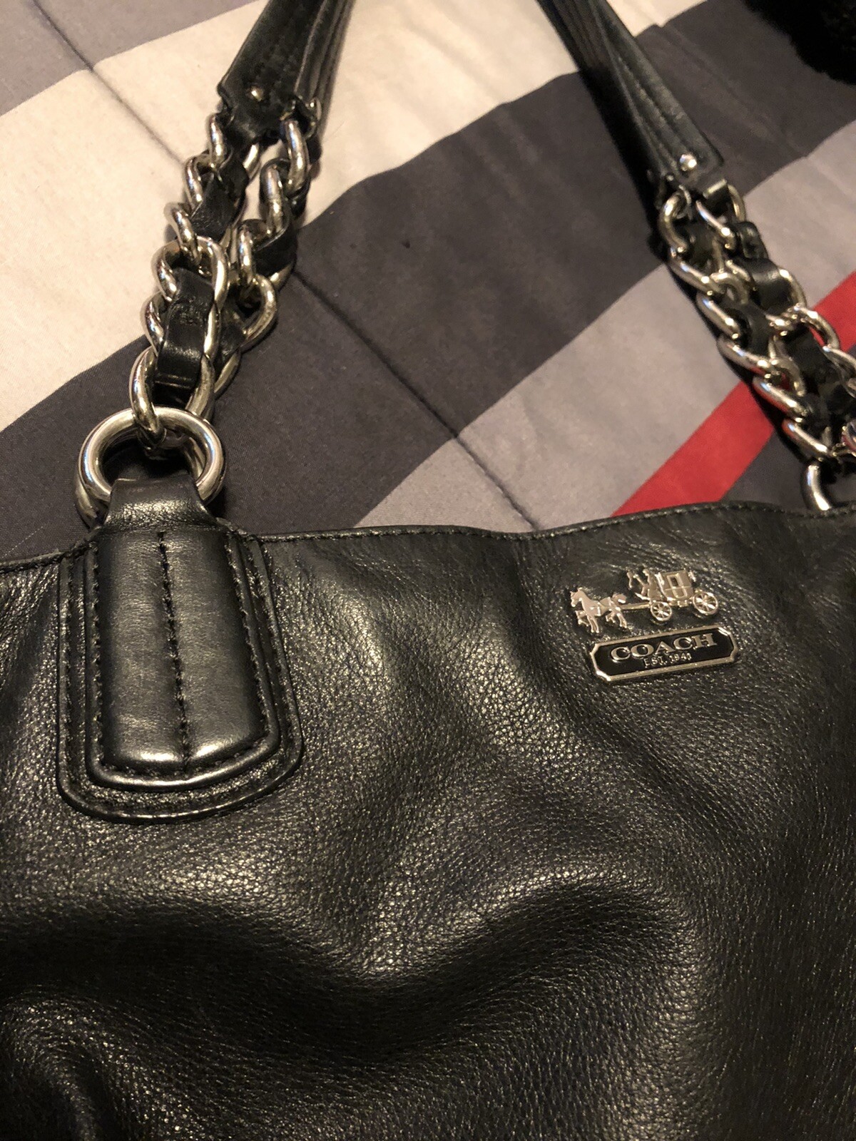 Coach Madison 20466 Soft Black Leather Handbag Tote | eBay