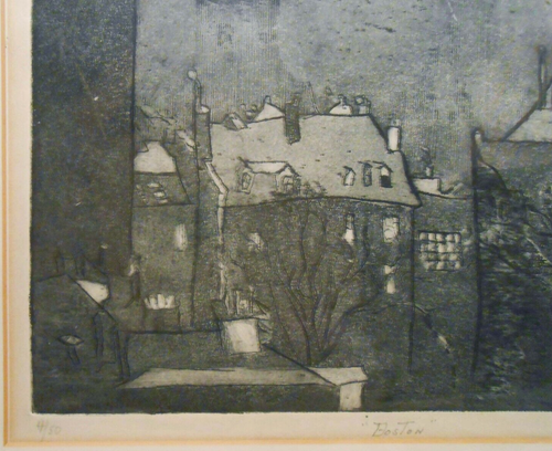 ISABELLA BANKS MARKELL (USA 1891-1980) 'BOSTON' B/W AQUATINT PRNT #4/50 ...