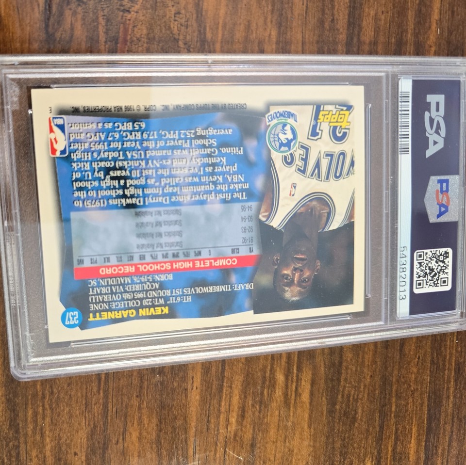 1995 Topps #237 Kevin Garnett Rookie Card PSA 9 | eBay