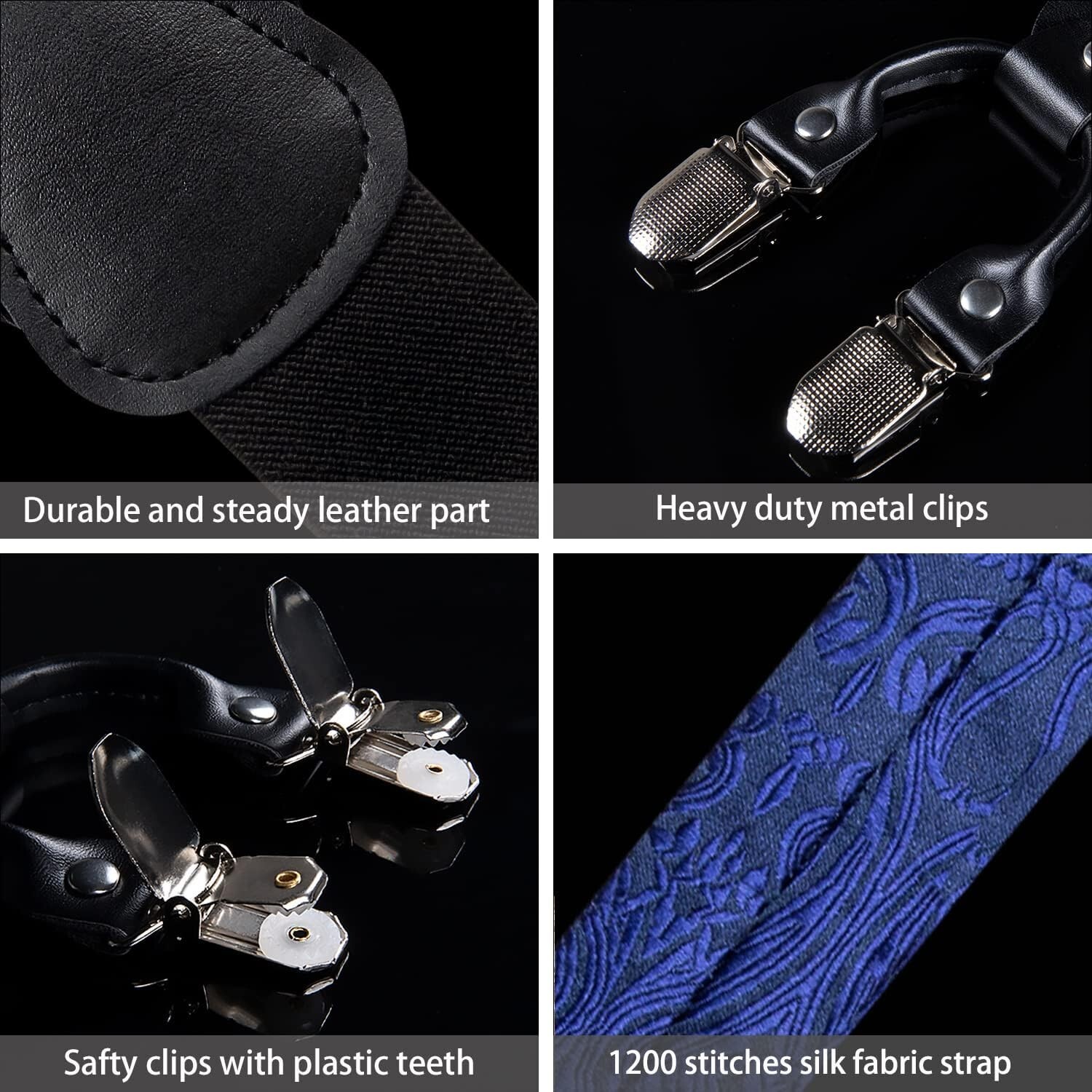 Soft Silk Suspenders Set with Royal Blue Bow Tie - Perfect for Special ...