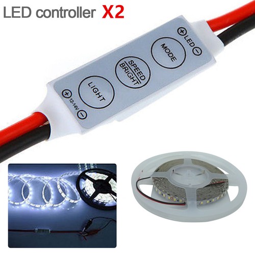 Mini 12V LED Strip Light Dimmer Controller with On Off Switch 2PCS ...