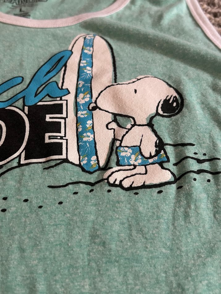 Peanuts Snoopy Graphic Tee Beach Mode Logo Tropical Tank Adult Sz L | eBay