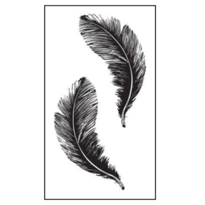 Flash Disposable Temporary Adhesive Tattoo 2 Feathers Black Gift Beach ...