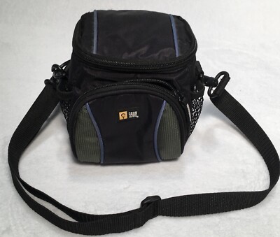 Case Logic Small Black Camcorder Bag with Blue Trim Crossbody Strap EUC ...