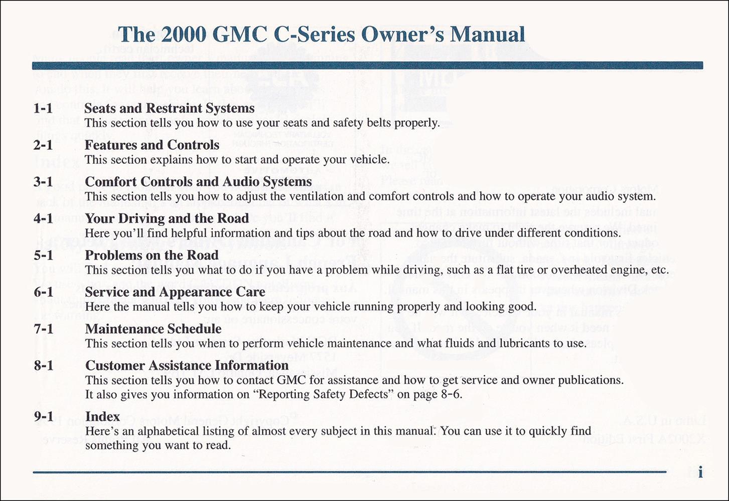 2000 GMC Topkick Owners Manual Original can use for Chevrolet Kodiak ...