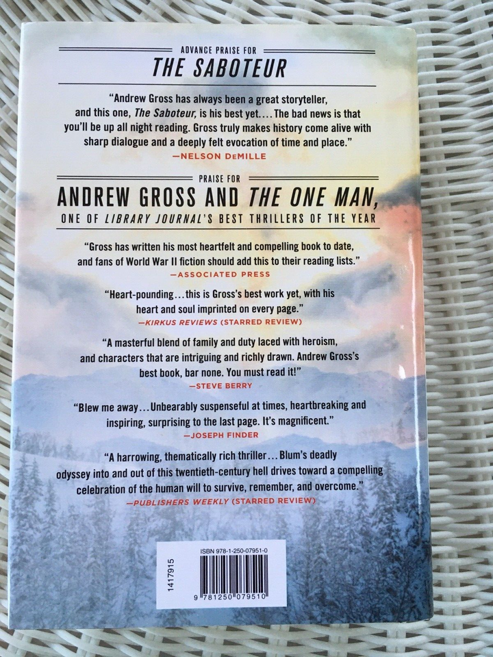 The Saboteur by Andrew Gross Hardcover Hardback WW2 Historical Fiction Novel | eBay
