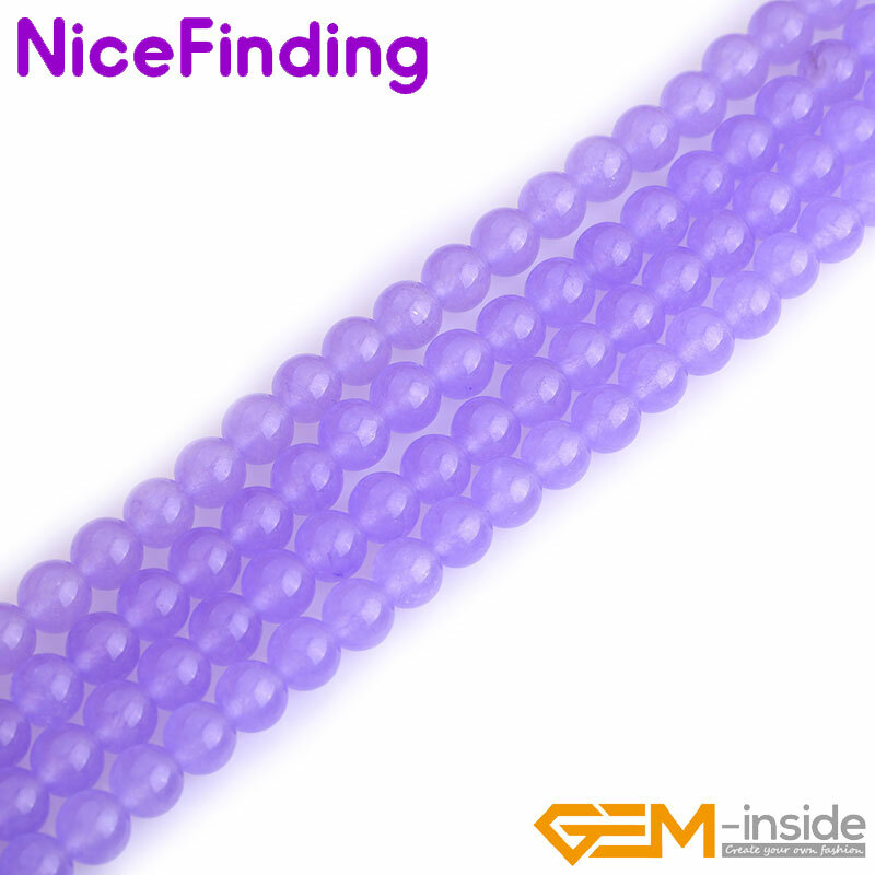 Light Purple Jade Round Gemstone Beads For Jewelry Making Loose Beaded ...