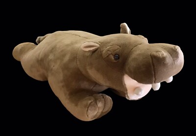 Pottery Barn Hippo Plush JUMBO Brown Hippopotamus REALISTIC House Hippo ...