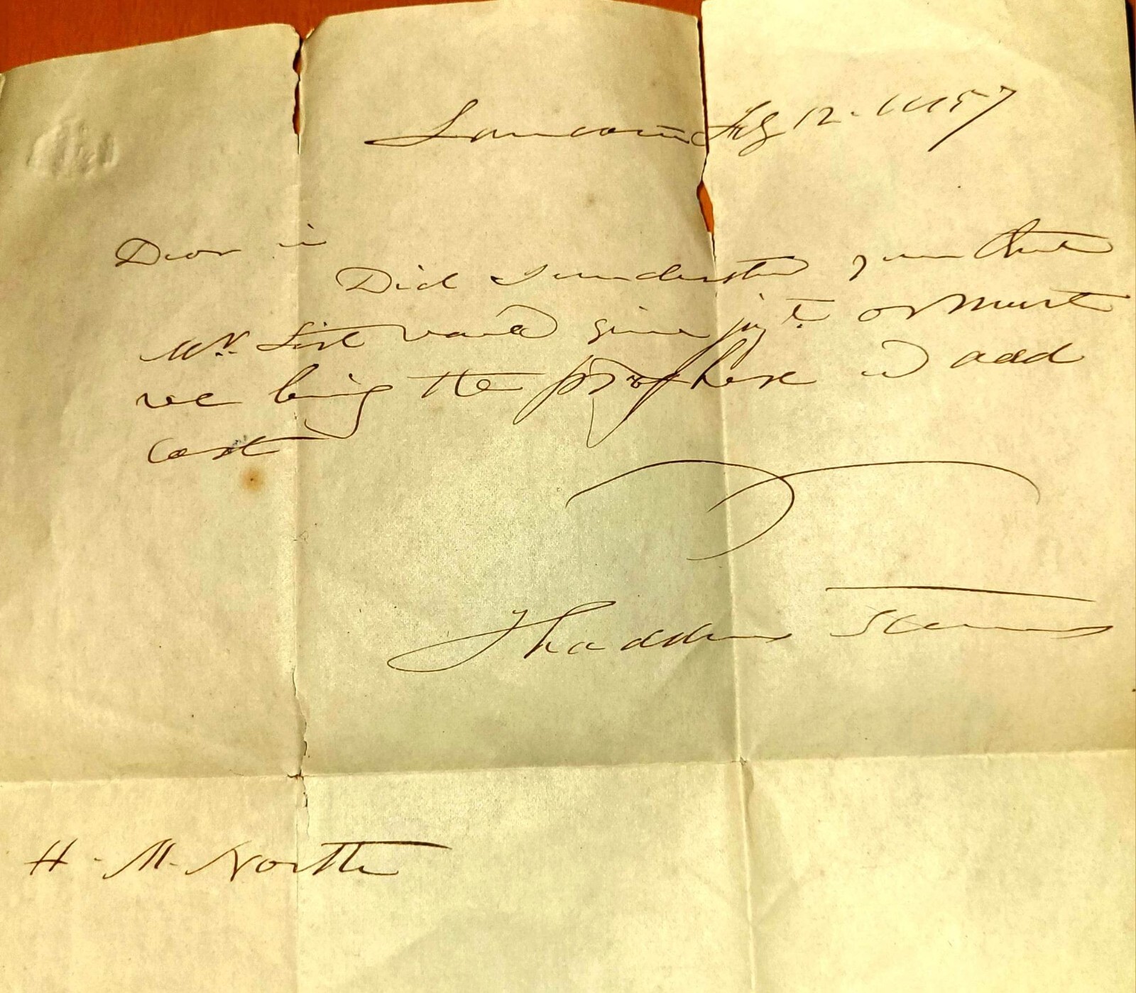 ORIGINAL 1857 THADDEUS STEVENS LETTER 10x8 Inches Authentic AUTOGRAPH ...