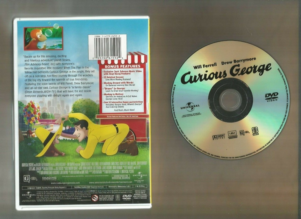 Curious George (DVD, 2006, Widescreen) ~ Will Ferrell ~ Drew Barrymore ...