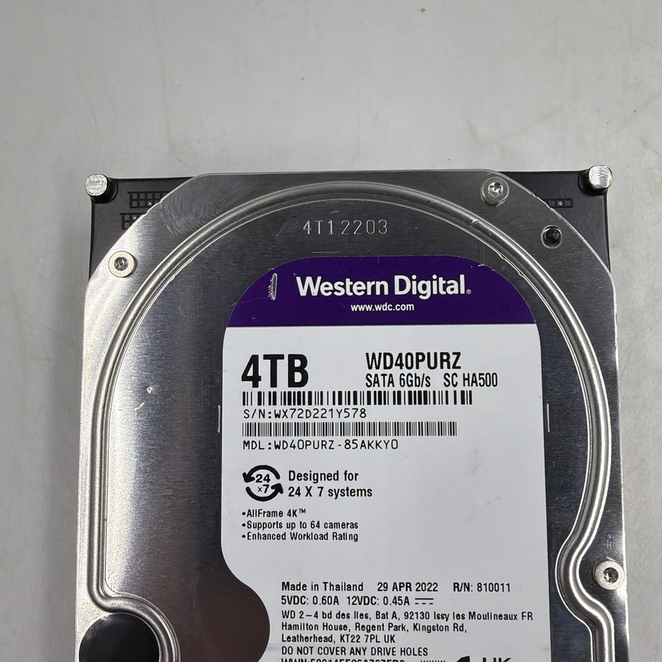 Western Digital Purple 4TB Internal Hard Drive HDD 5400 RPM 3.5 ...