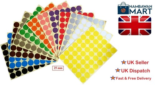 25mm Coloured Dot Round Stickers Sticky Adhesive Spot Circle Paper ...