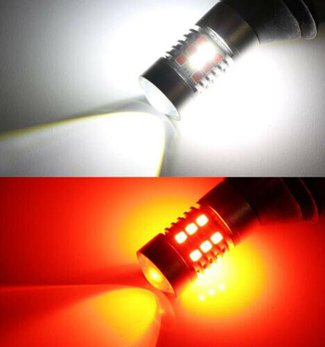 3157 Switchback LED Bulb 28W Dual Color Red White Brake Parking DRL LED ...