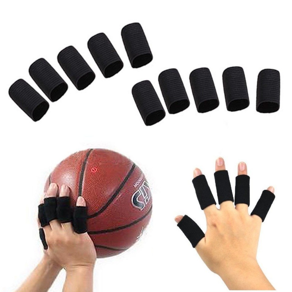 10 Black Stretchy Finger Protector Sleeves for Arthritis & Sports Aid ...