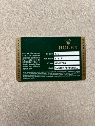 Rolex Datejust Watch Blank Name Warranty Guarantee Certificate 2008 ...