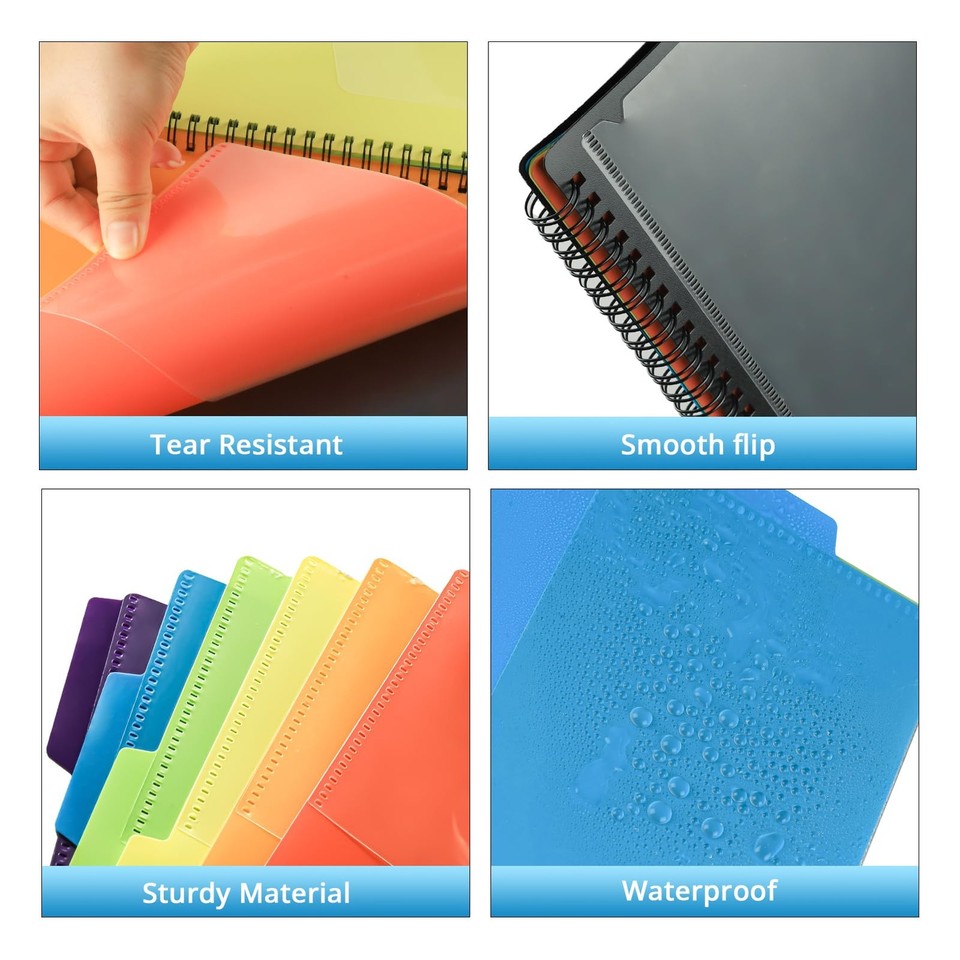 12 Pocket Plastic folders with Pockets 6 Colors Multi Pocket Folder ...
