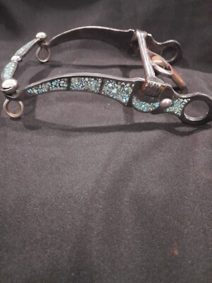Handmade Bit Turquoise Inlay Silver Buttons Nevada Cheek | eBay