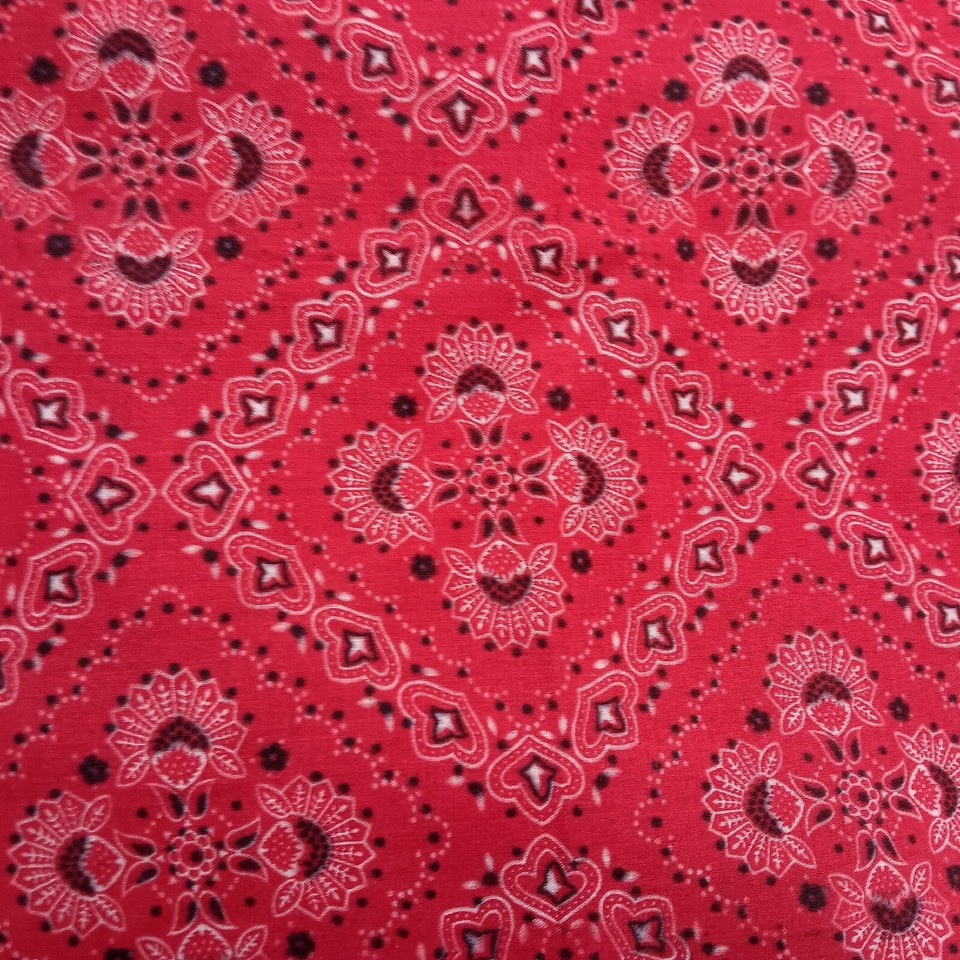 Red Bandana Fabric Cotton 7.3 Yards x 44" Washed Crafts Western Sewing ...